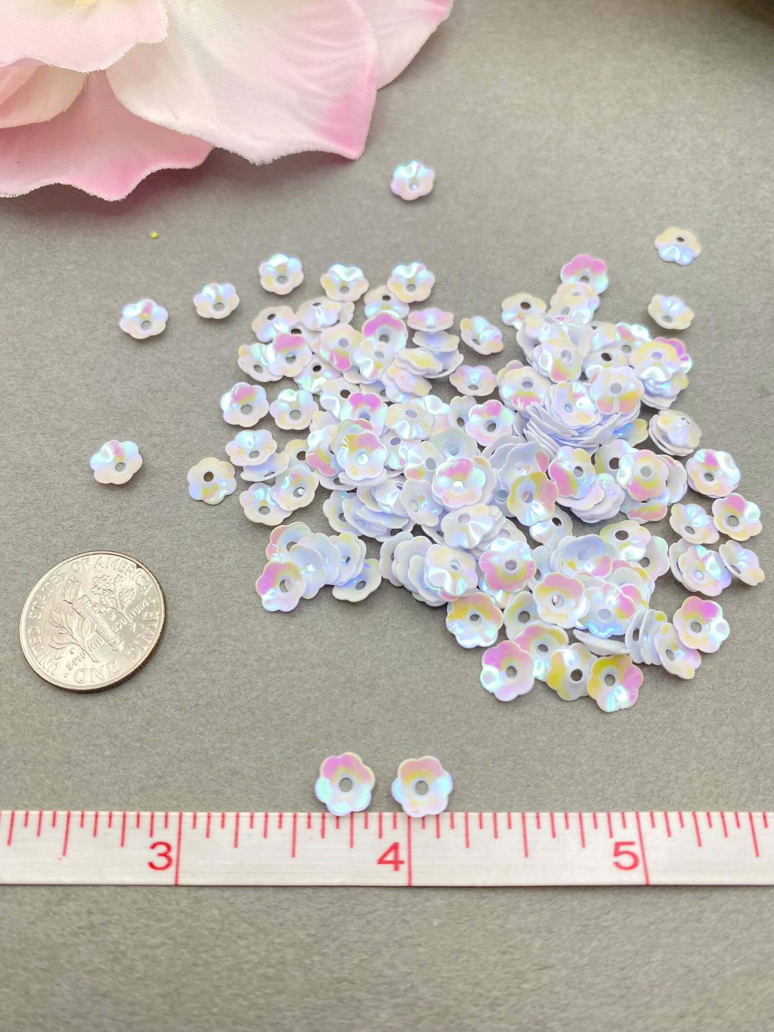 6mm Flower Cup Sequins White AB Color - Etsy