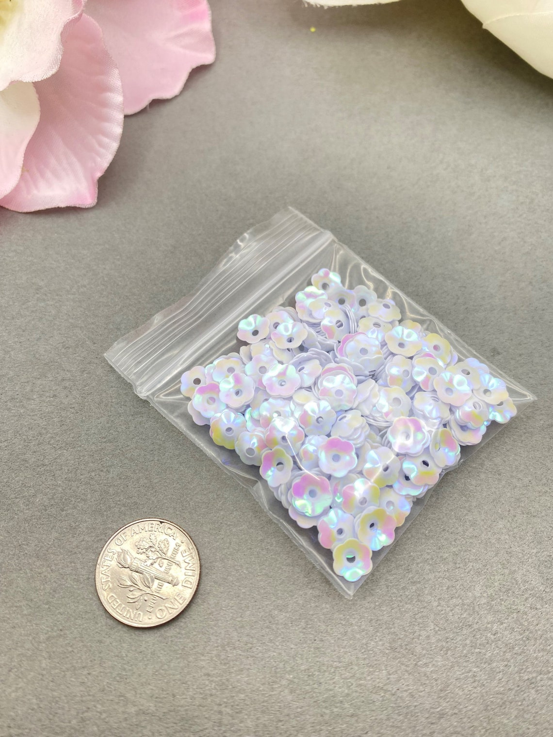 6mm Flower Cup Sequins White AB Color - Etsy
