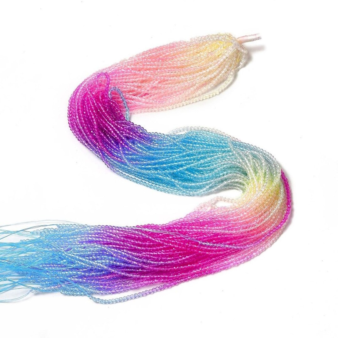 2mm Gradient Micro Faceted Hydro Crystal Beads in Pink Blue Purple ...