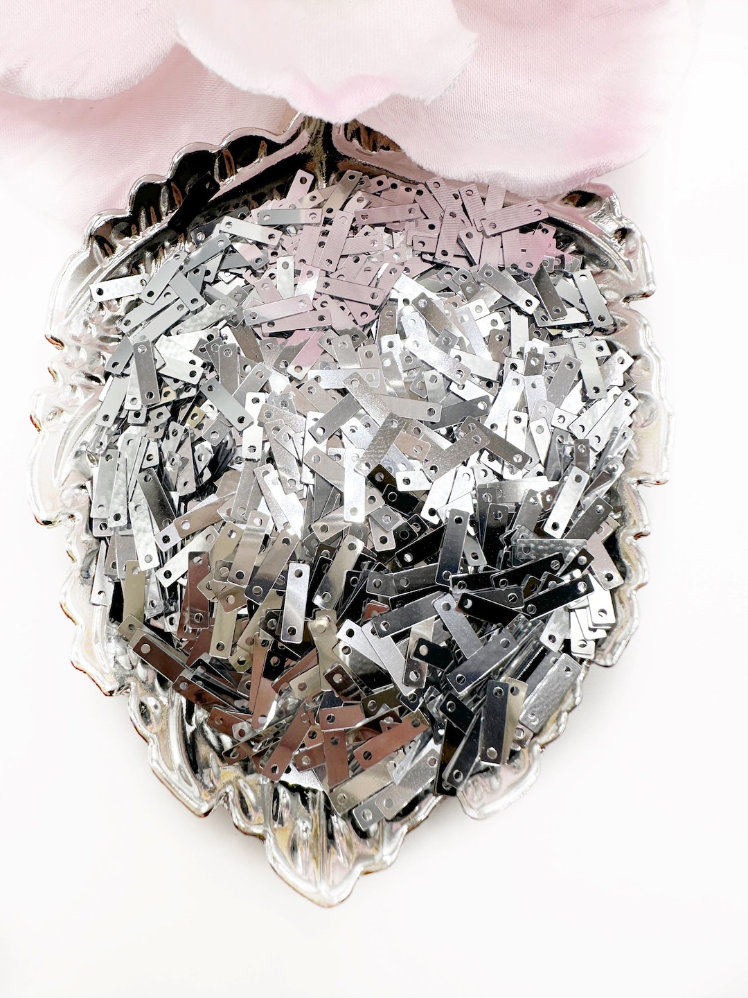 Italian Rectangular Sequins #1111 Argento Metallizzati 9x2mm Andrea ...