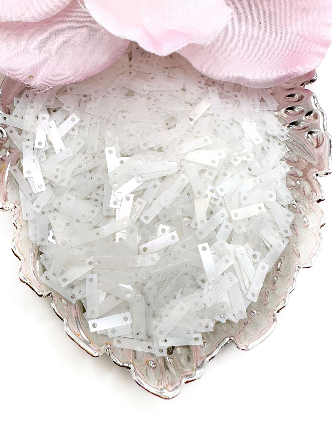 Italian Rectangular Sequins #102 Avorio Oriental 9x2mm Andrea Bilics ...