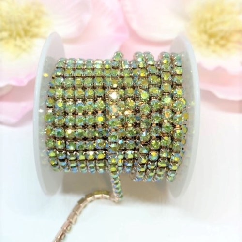 1 YARD 2mm Rhinestones Cup Chain Trim Violet AB Color in Light - Etsy