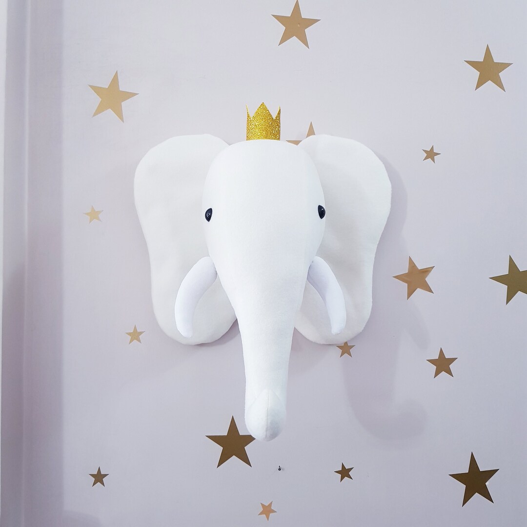 Plush Elephant Head, Jungle Theme Decor, Safari Elephant Head, Jungle ...