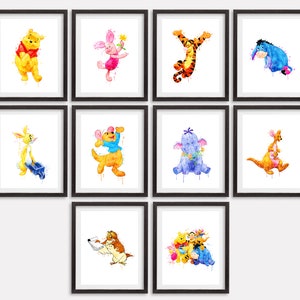 Winnie the Pooh Art Print Watercolor Set 10 Poster Printable Poster ...
