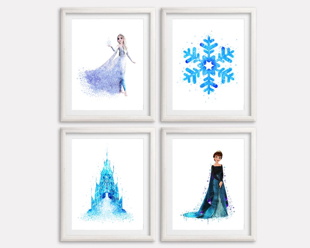 Frozen Art Print Set 4 Elsa Watercolor Frozen Printable Poster Nursery ...