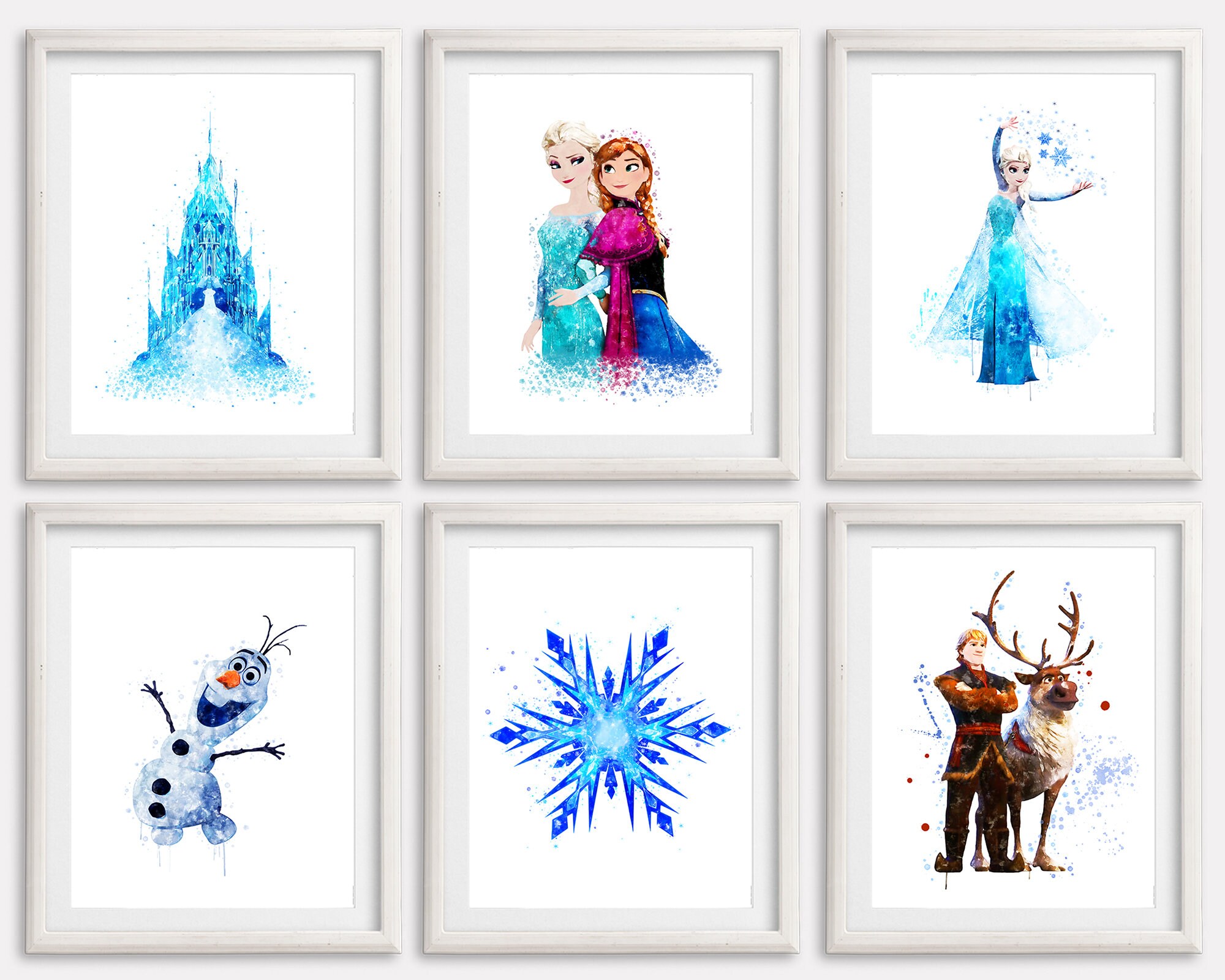 Frozen Wash Drawing Wall Decor Set6 Frozen Elsa Anna Aquarelle Poster ...