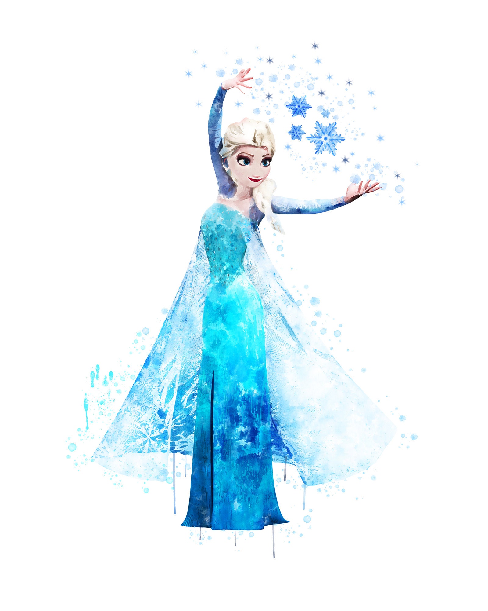 Frozen Printable Watercolor Art Print Poster Frozen Wall Decor Princess ...