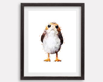 Star Wars Porg Print Star Wars Wall Art Star Wars Porg Watercolor ...