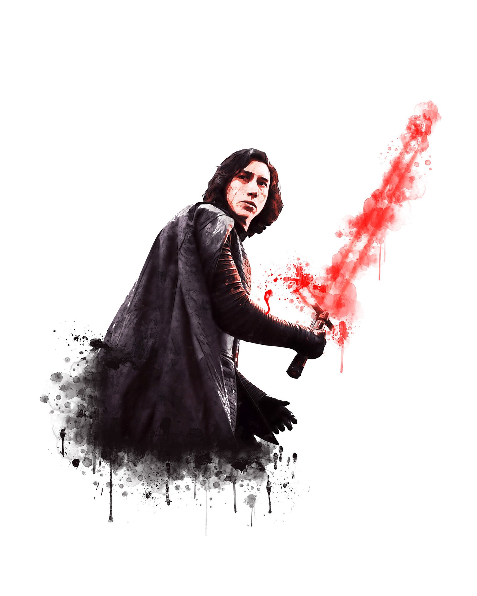 Star Wars Art Print Set4 Watercolor Poster Bb8 Printable Kylo Ren ...