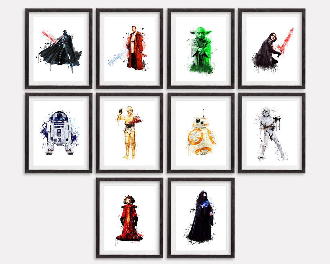 Star Wars Set 10 Watercolor Prints Star Wars Poster Darth Vader Art ...