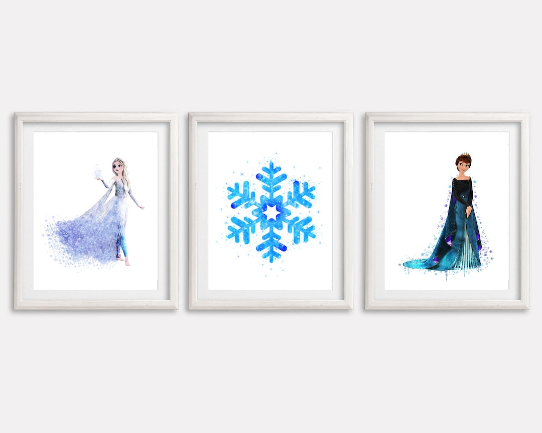 Elsa Anna Ice Castle Frozen Watercolor Art Print Poster Printable ...