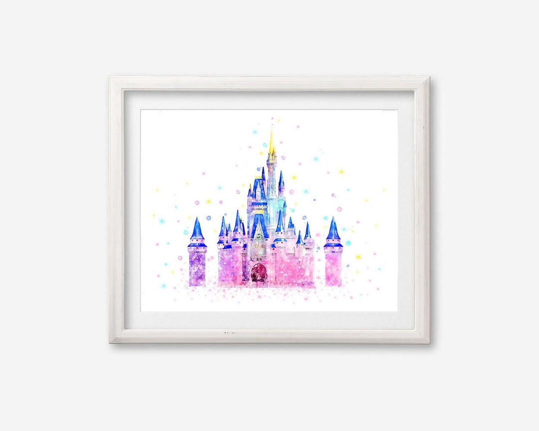 Princess Castel Art Print Magic Kingdom Poster Watercolor Magic Castle ...