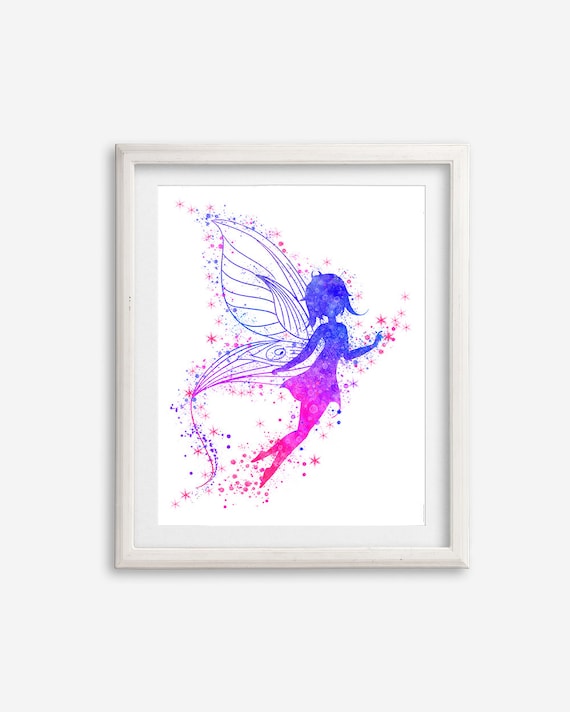Fairy Print Art Watercolor Printable Poster Fairytale Artwork - Etsy