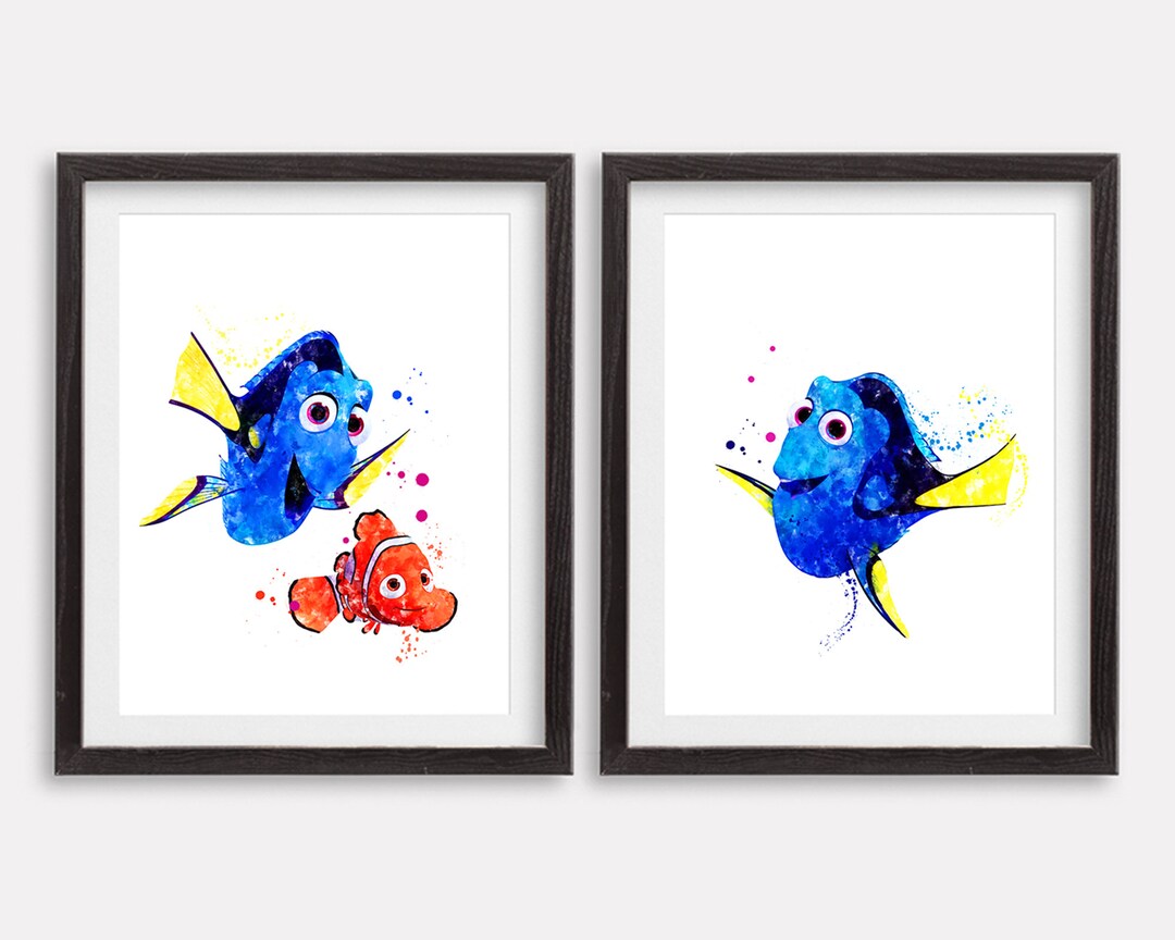 Nemo Watercolor Art Print Fish Marlin Printable Poster Artwork Painting ...