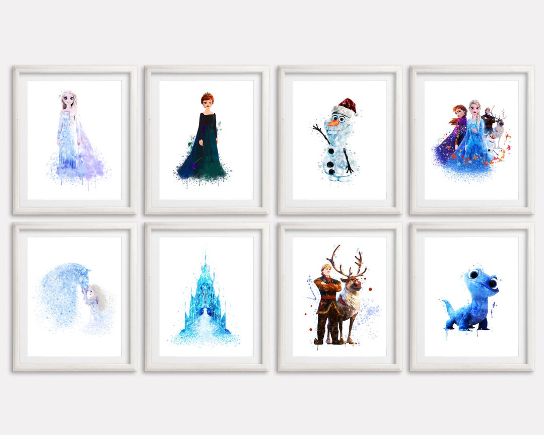 Frozen 2 Watercolor Art Print Printable Set 8 Poster Frozen Elsa Anna ...