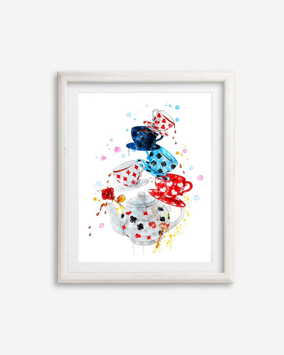 Tea Set Watercolor, Alice Tea Time, Alice Watercolor, Alice Poster, Tea ...