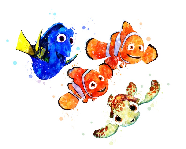 Finding Nemo Watercolor Art Print Poster Printable Fişh Nemo - Etsy