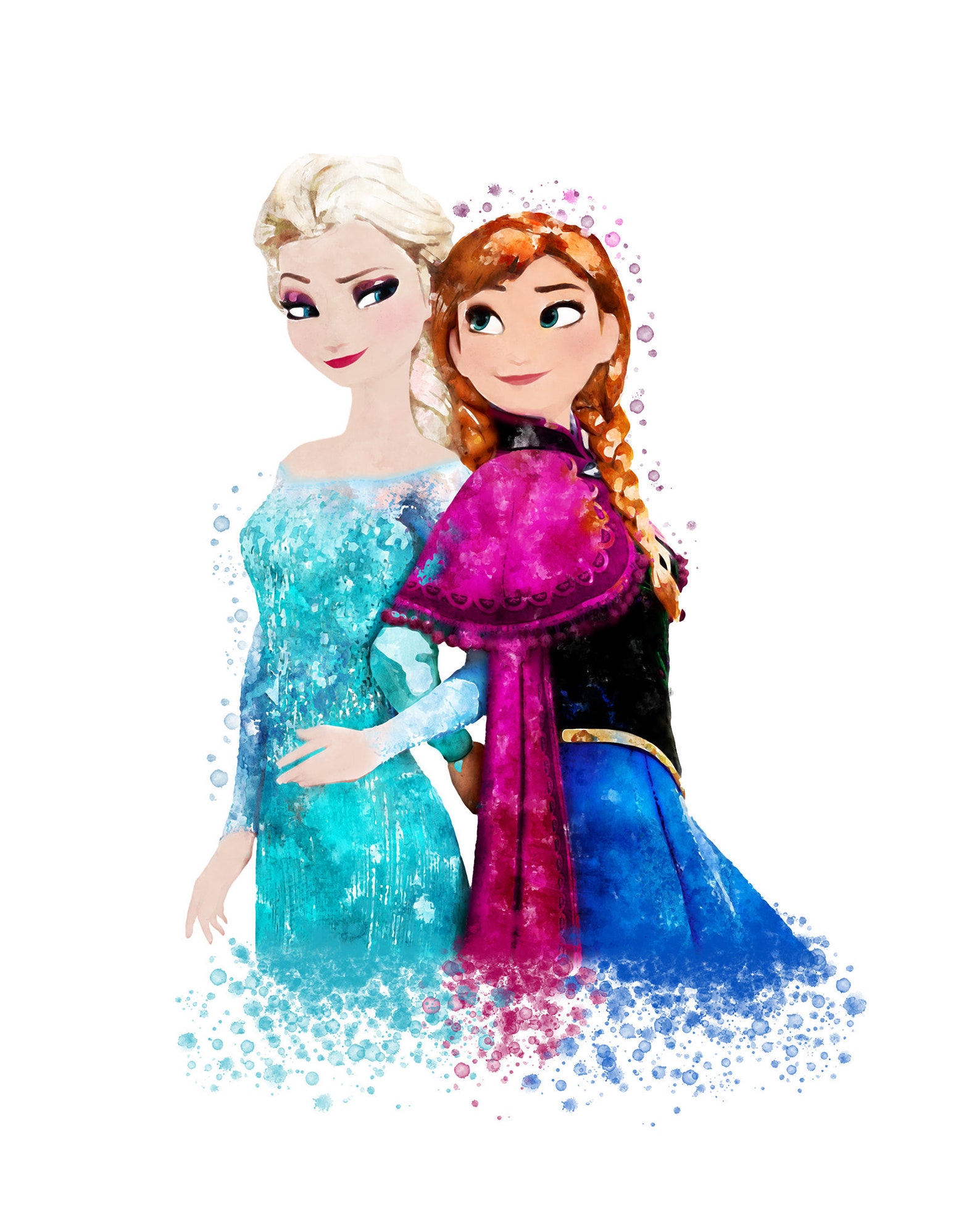 Frozen Anna and Elsa Art Print Watercolor Printable Frozen - Etsy