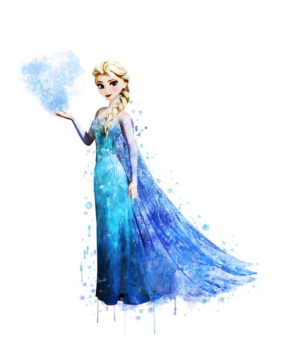 Frozen Princess Elsa Print Watercolor Poster Frozen Printable Artwork Painting Baby Rommm Wall Art Nursery Wall Decor Kids Room Decor Gift