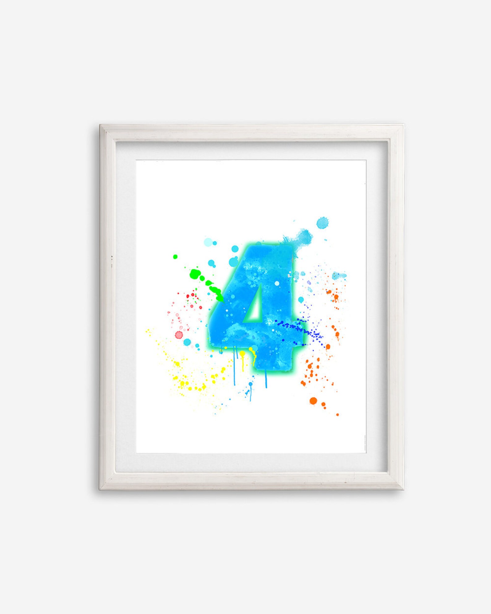 Number Four Watercolor Art Print Printable Poster Nursery Wall Art ...