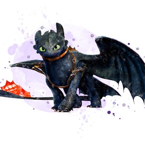 How to Train Your Dragon Watercolor Toothless Poster the Anger of the ...