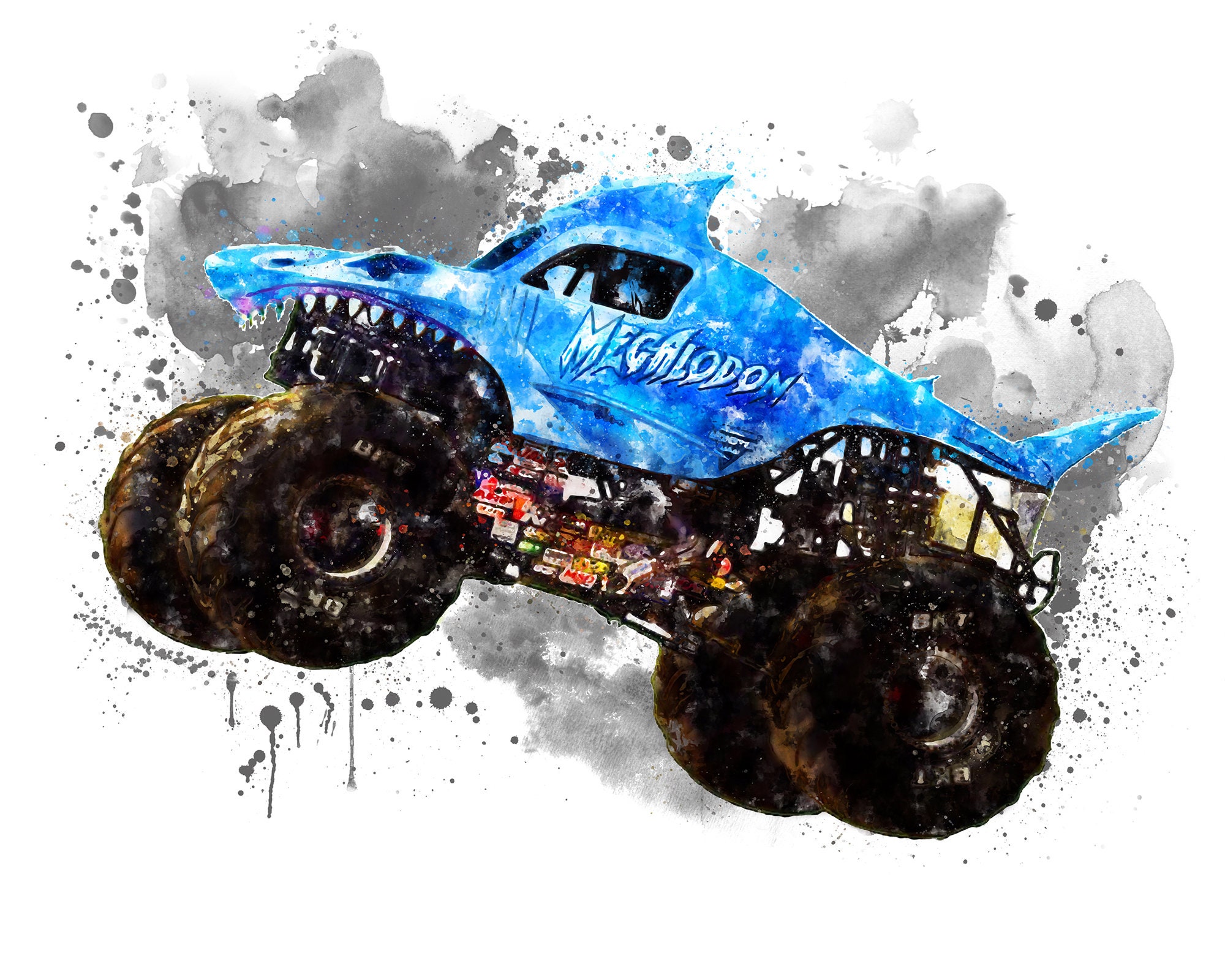 Monster Truck Art Print Watercolor Poster Monster Truck Party - Etsy