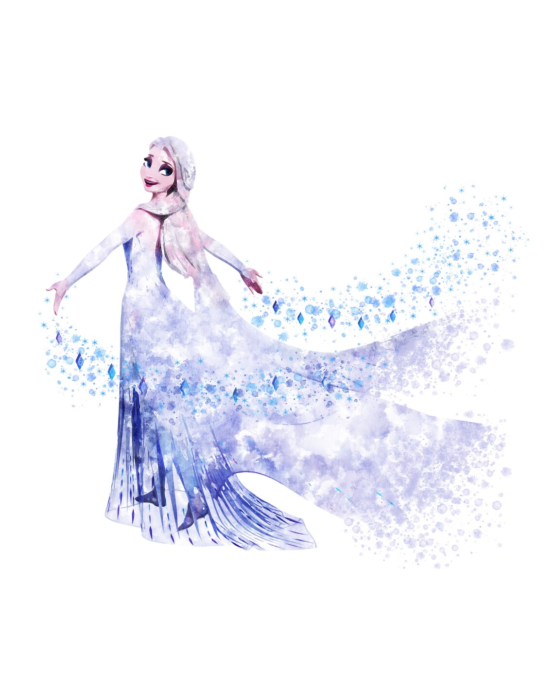 Frozen 2 Watercolor Art Print Printable Poster Princess Anna and Elsa ...