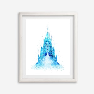 Frozen Ice Castle Watercolor Art Print Poster Printable Elsa Chateau ...