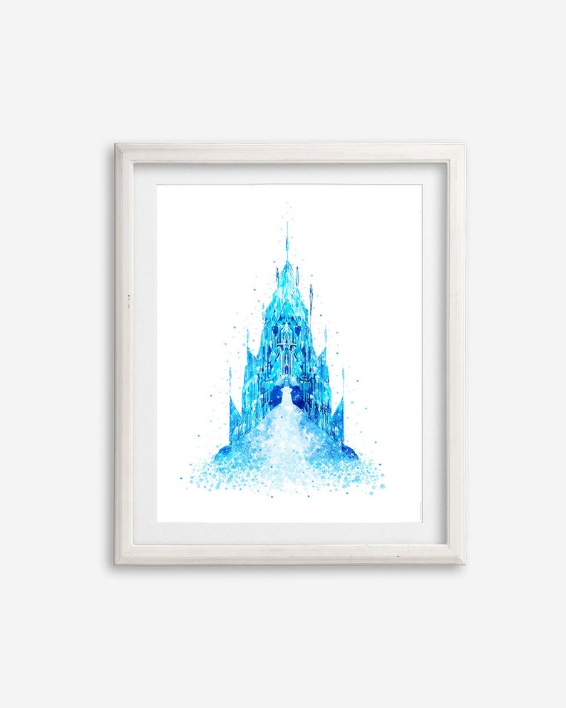Frozen Ice Castle Watercolor Art Print Poster Printable Elsa - Etsy