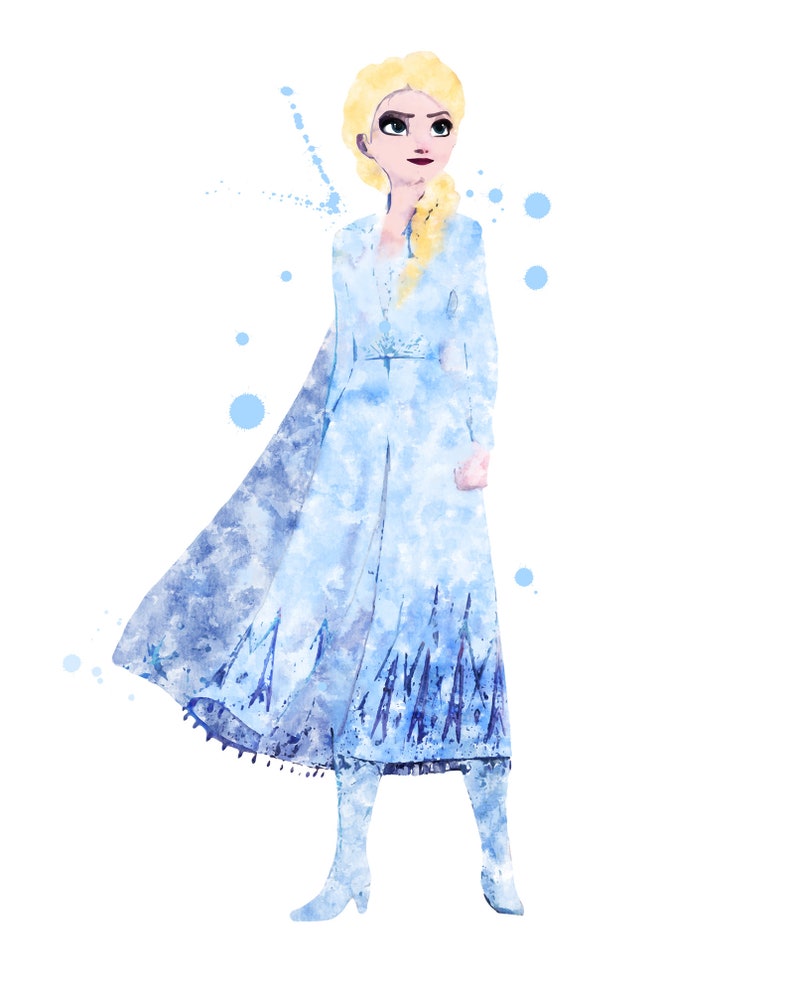 Frozen Princess Elsa Printable Walercolor Art Print Anna Elsa - Etsy