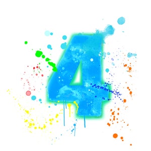 Number Four Watercolor Art Print Printable Poster Nursery Wall Art ...