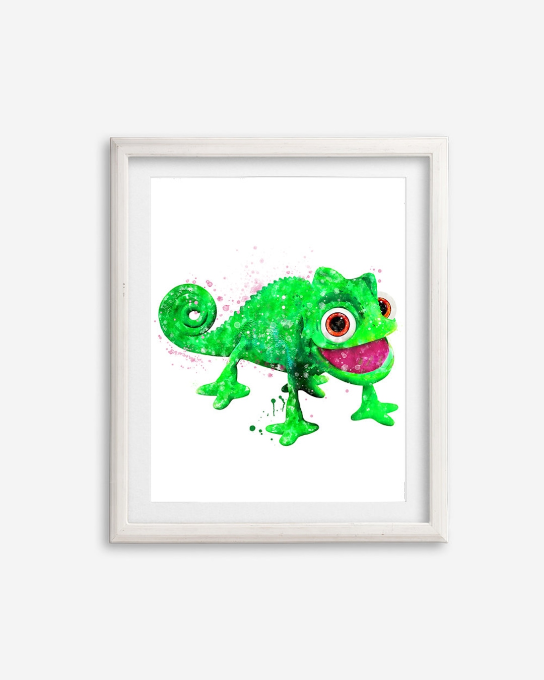 Rapunzel Tangled Pascal Watercolor Art Print Poster Printable Chameleon ...