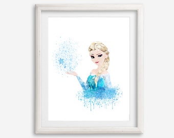 Frozen Watercolor Princess Elsa Poster Frozen Art Print - Etsy