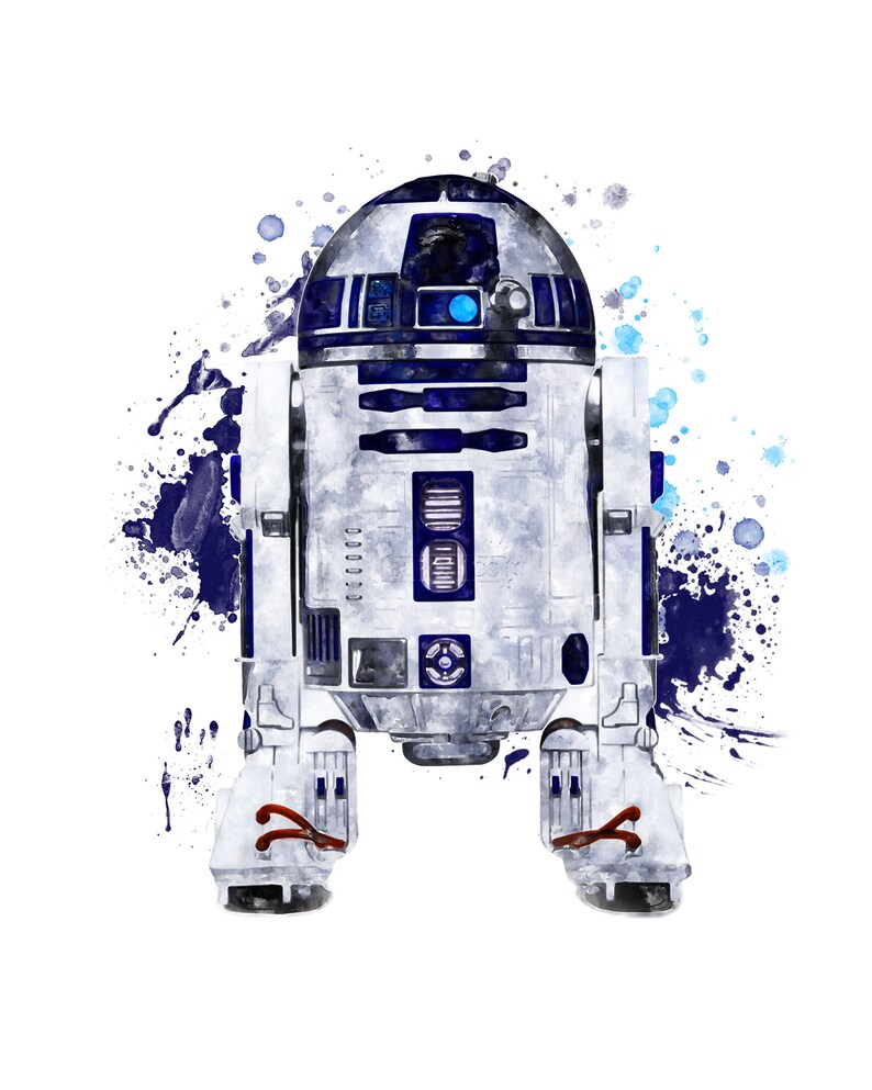 Star Wars Watercolor Print R2-D2 Printable Poster Star Wars | Etsy