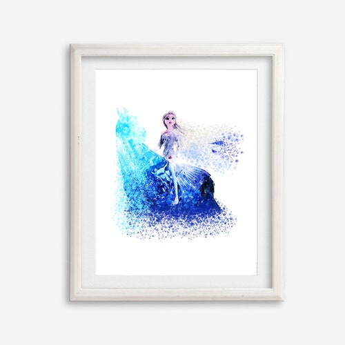 Frozen 2 Elsa Water Horse Watercolor Art Print Frozen - Etsy