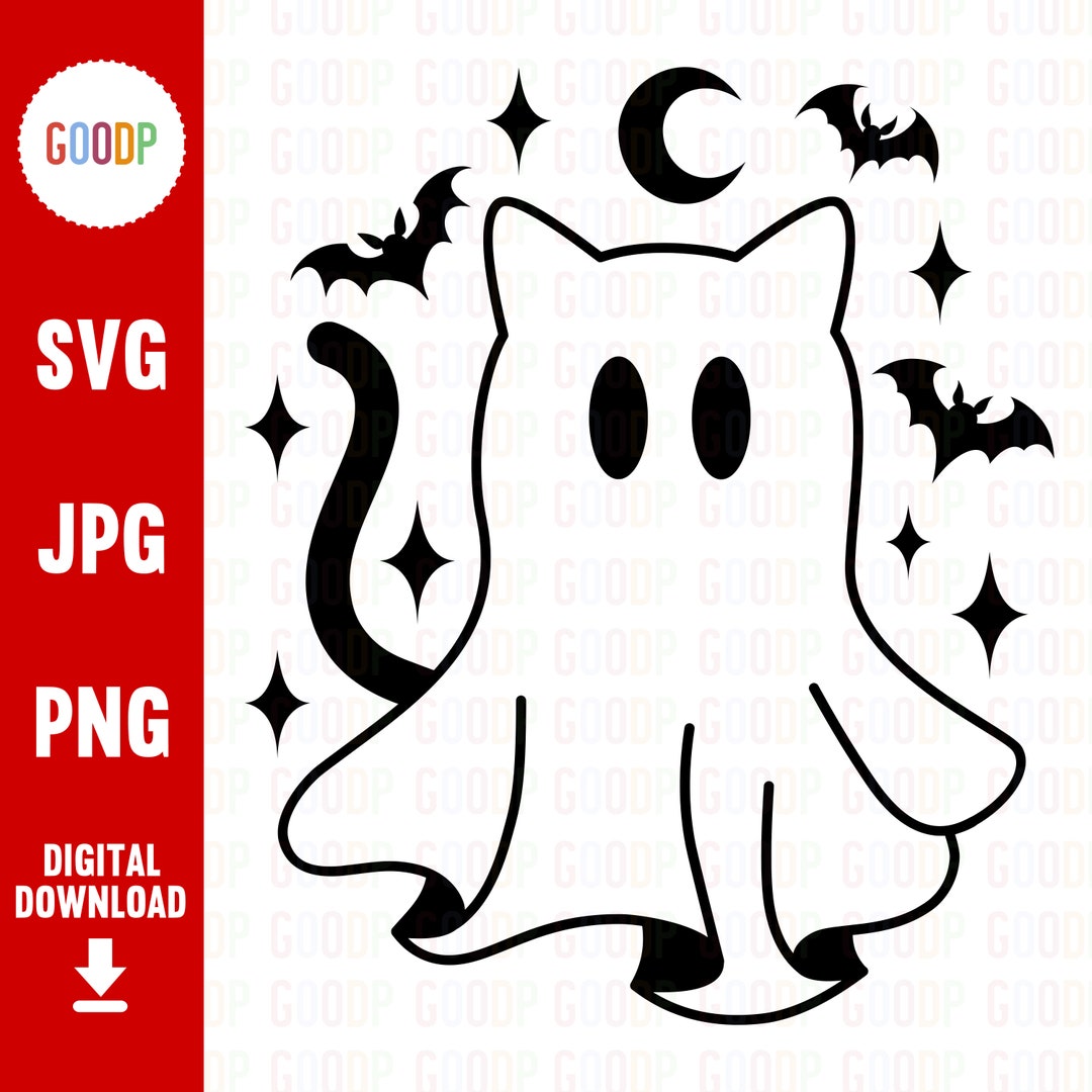 Cat Ghost SVG, Cute Ghost Svg, Trendy Halloween Svg, Svg Files for ...