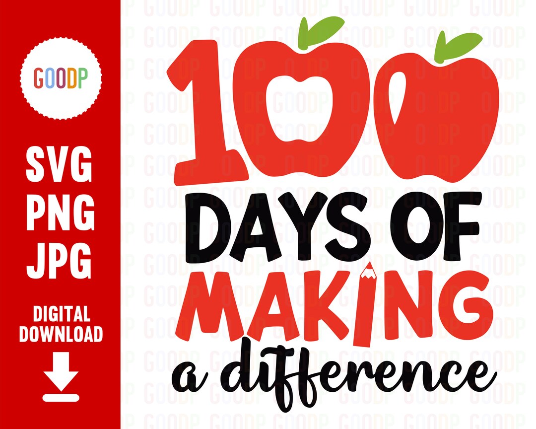 100 Days of Making A Difference, 100 Days of School Png, Level 100 Days ...