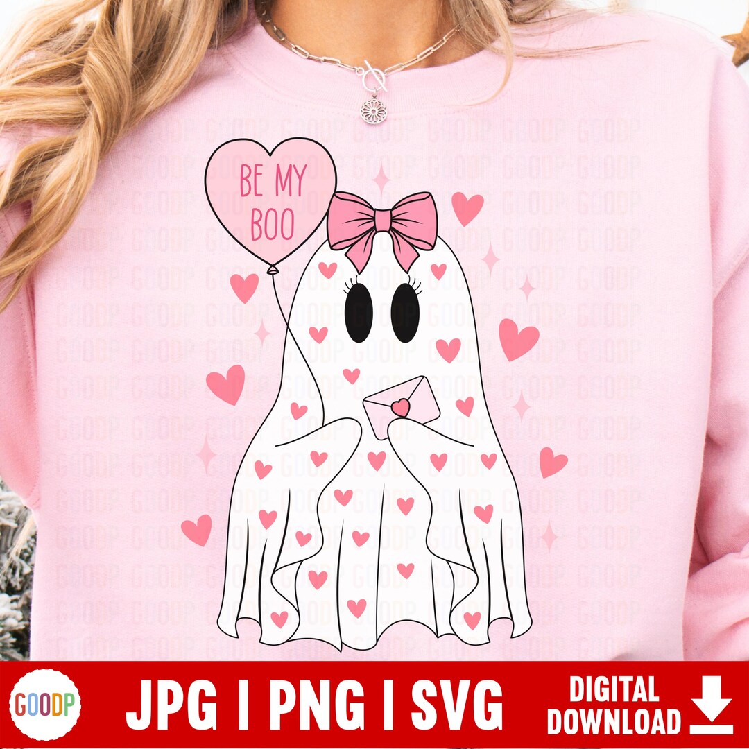 Be My Boo Png, Valentine's Ghost Png, Adorable Valentine's Png, Heart ...