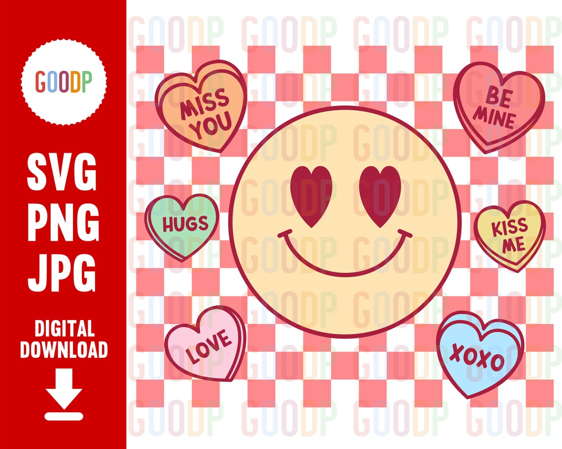 Heart Smiley Face Svg Smiley Face Svg Happy Valentines Svg - Etsy