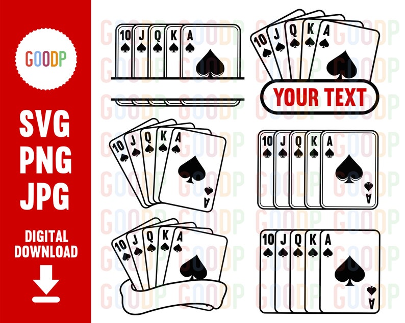 Royal Flush Svg Poker Cards Png Poker Hand Svg Blackjack - Etsy