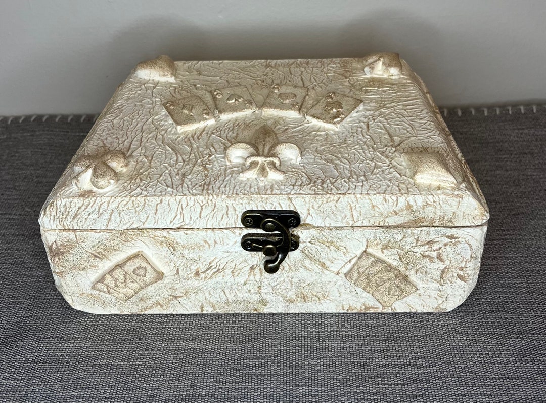 Playing Cards Box Holder, Recycled Cigar Box, Playing Cards Storage Box ...