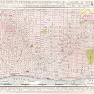 1910 Detroit, Michigan Map - Etsy