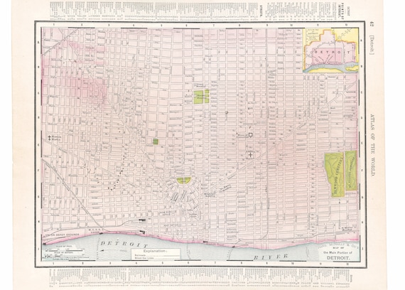 1910 Detroit Michigan Map | Etsy