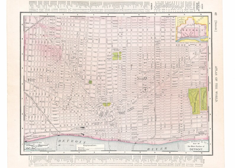 1910 Detroit, Michigan Map - Etsy