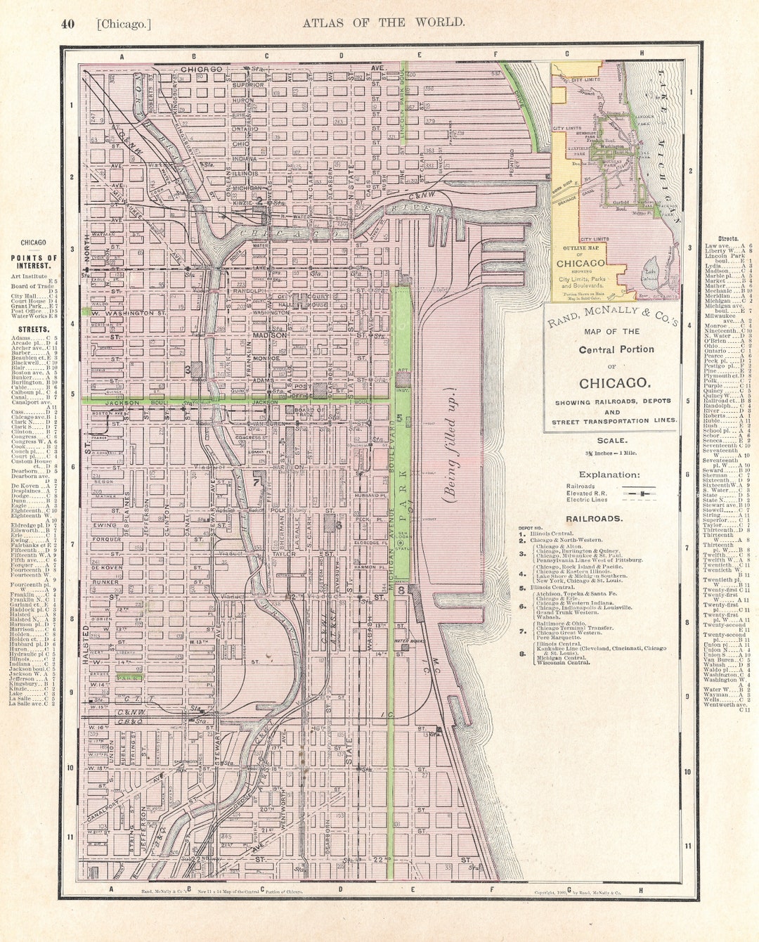 1910 Vintage Chicago Map - Etsy