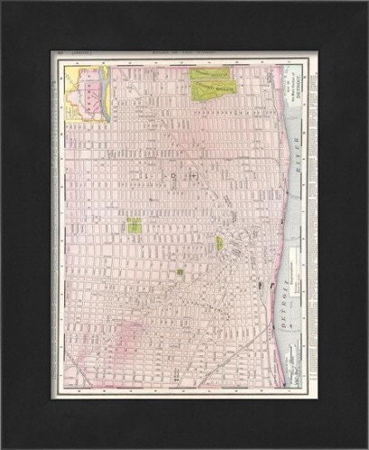 1910 Detroit, Michigan Map - Etsy