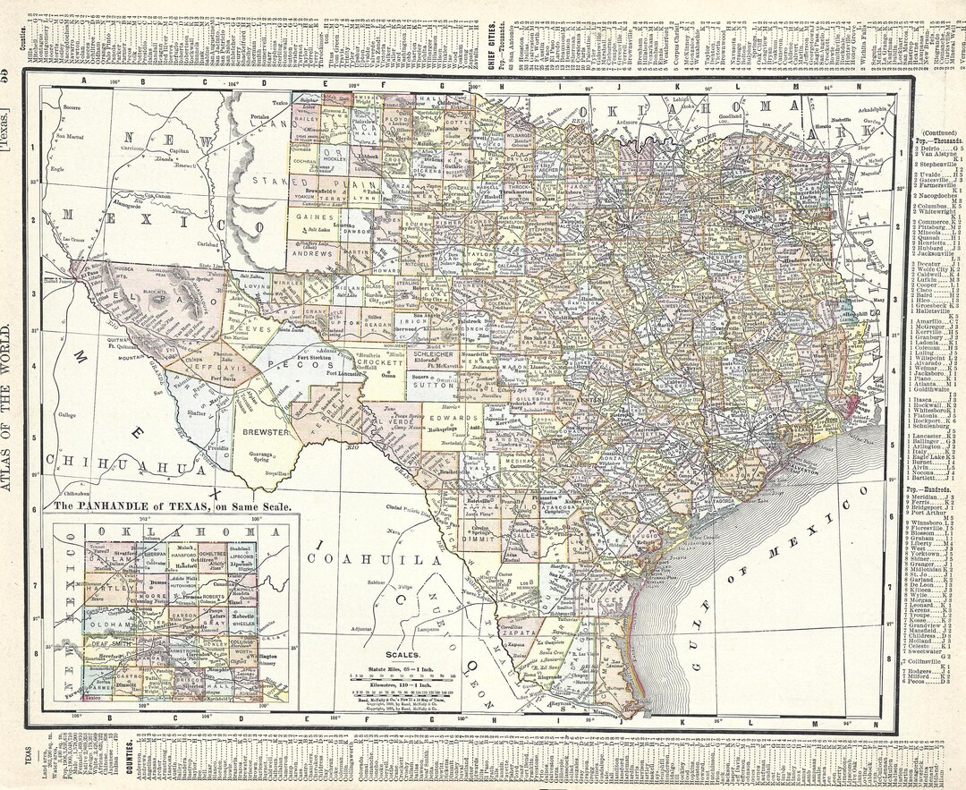 1910 Texas State Map - Etsy