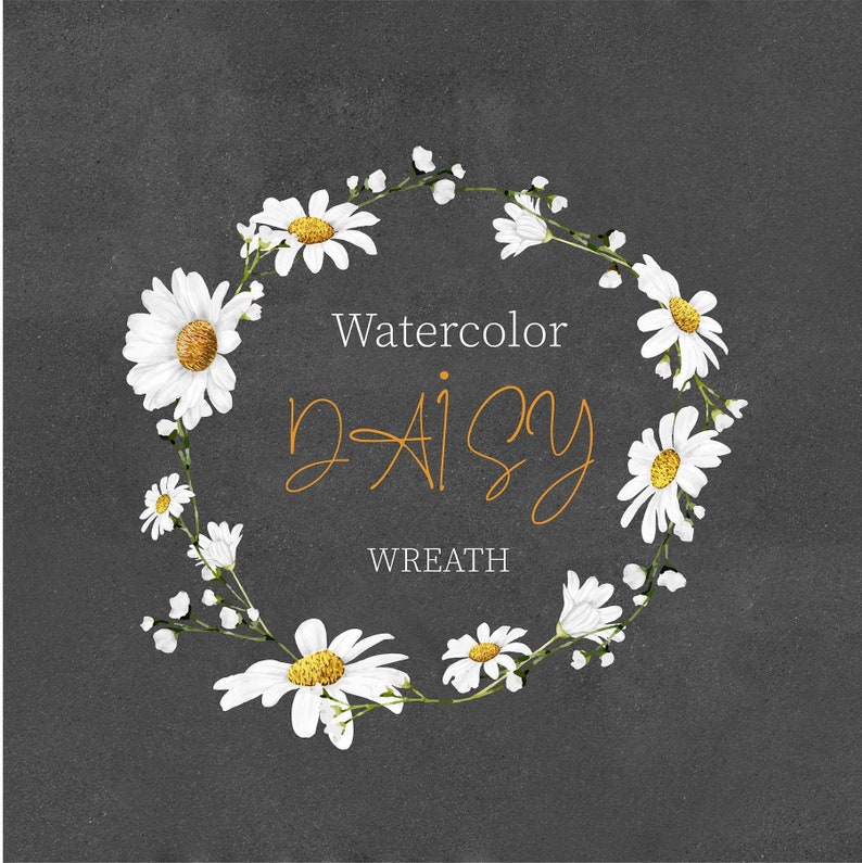 Daisy Wreath Png Daisy Birth Flower Clipart Watercolor Etsy Uk