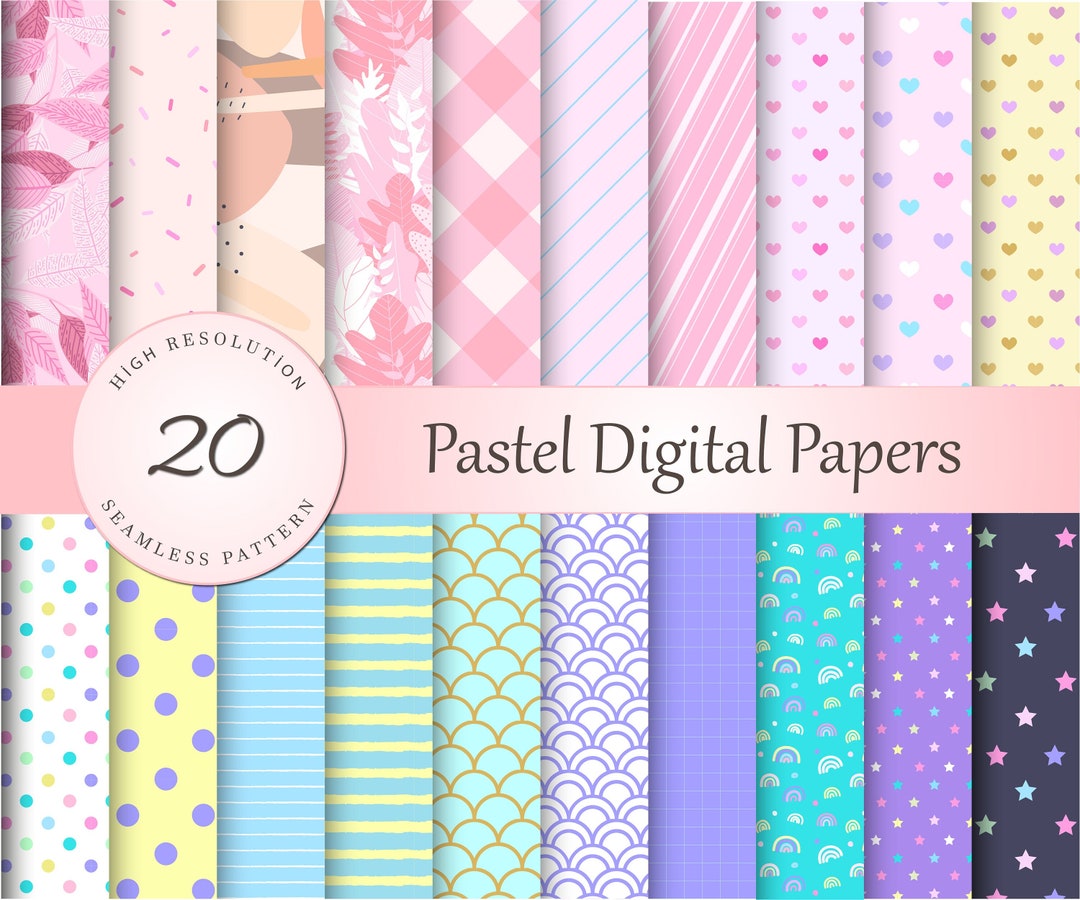 Pretty Pastels Digital Paper, Pastel Scrapbook Digital Paper, Pastel ...
