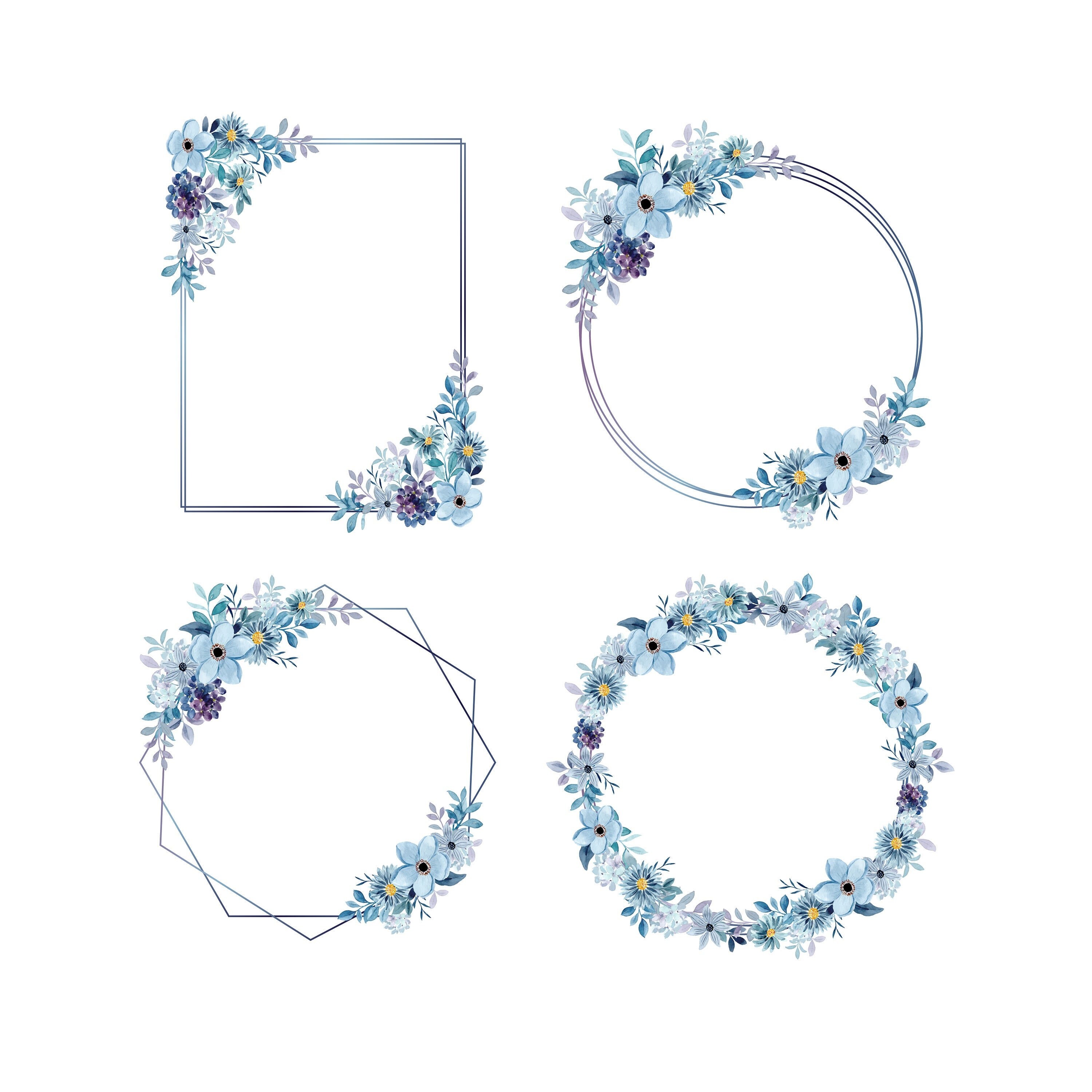 Blue Flower Borders And Frames